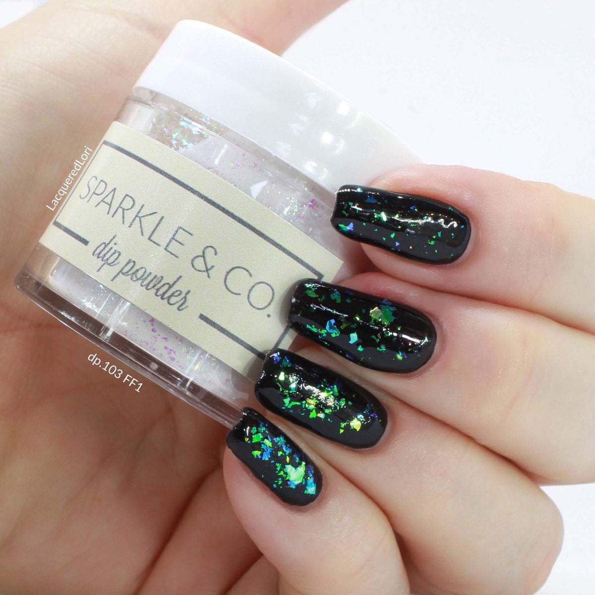 Dip Powder: dp.103 Clear Dip with Flexie Flakies | Sparkle & Co.